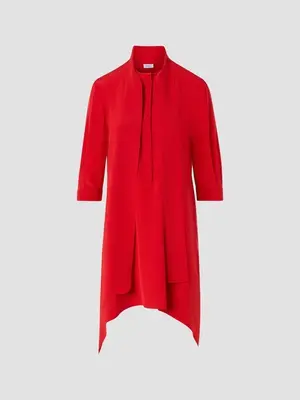 Akris High-low Silk Crepe Tunic Blouse