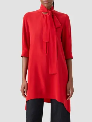 Akris High-low Silk Crepe Tunic Blouse