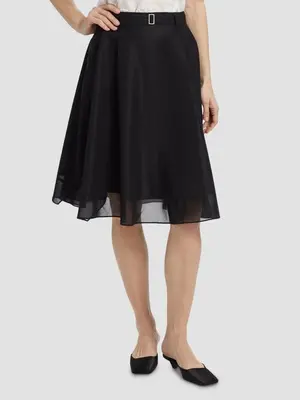 3.1 Phillip Lim Belted Flounce Chiffon-combo Skirt