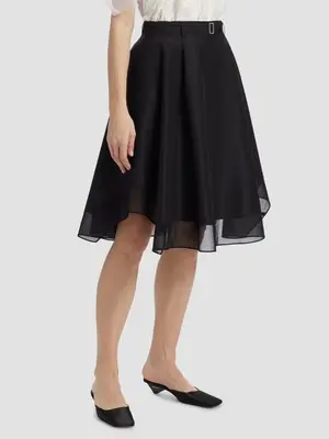 3.1 Phillip Lim Belted Flounce Chiffon-combo Skirt