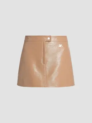 COURREGES Reedition Cotton-blend Vinyl A-line Mini Skirt - Bronze