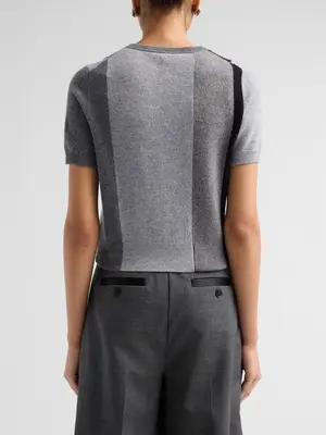 JASON WU Asymmetric Panelled Short-sleeve Wool Knit Sweater