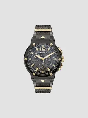 FERRAGAMO F-80 Translucent Chronograph Watch/44mm - Black