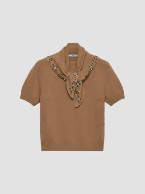 Prada Short-sleeved Cashmere Sweater - Brown