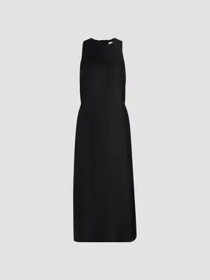 Loulou De Saison Paloma Twist Back Silk Midi-slipdress - Black