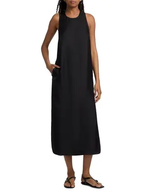 Loulou De Saison Paloma Twist Back Silk Midi-slipdress - Black