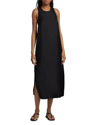 Loulou De Saison Paloma Twist Back Silk Midi-slipdress - Black