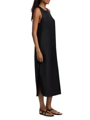 Loulou De Saison Paloma Twist Back Silk Midi-slipdress - Black