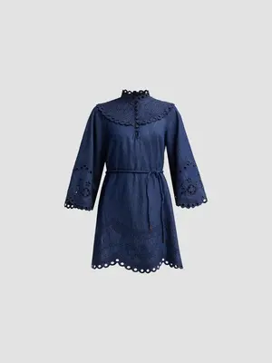 Zimmermann Mahon Broderie Denim Mini Dress
