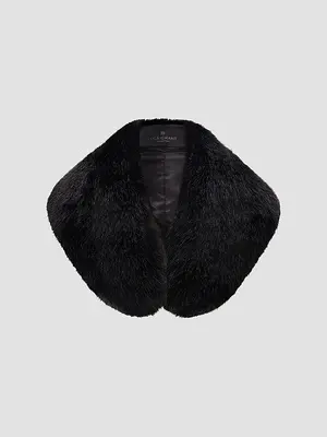 LYLA GRANT Faux Fur Fox Stole - Black