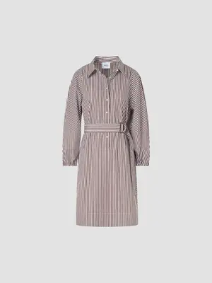 Akris Striped Cotton Belted Shirtdress