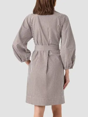 Akris Striped Cotton Belted Shirtdress