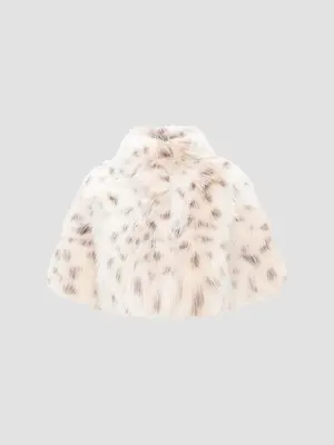 LYLA GRANT Faux Fur Lynx Belly Bolero Coat