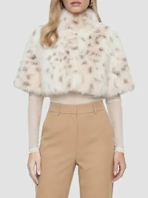 LYLA GRANT Faux Fur Lynx Belly Bolero Coat