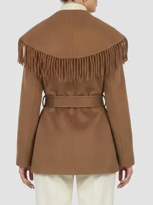Gorski Select Cashmere And Wool Blend Jacket With Tassle Trim And Belt
