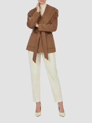 Gorski Select Cashmere And Wool Blend Jacket With Tassle Trim And Belt
