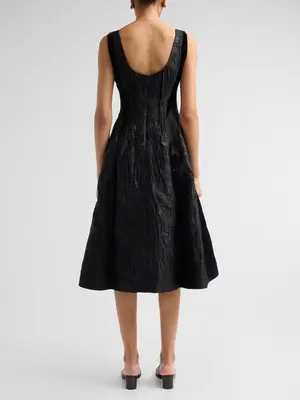 JASON WU Textured Mixed-media Scoopback Midi Dress