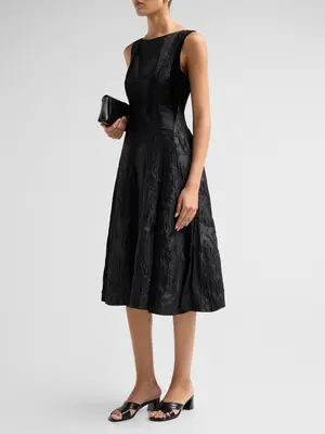 JASON WU Textured Mixed-media Scoopback Midi Dress