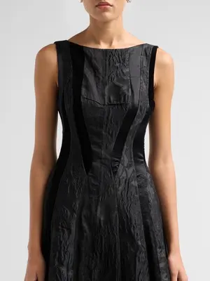 JASON WU Textured Mixed-media Scoopback Midi Dress