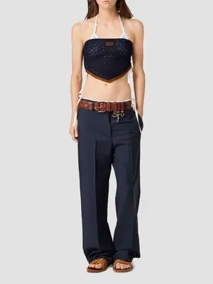 Miu Miu Cotton And Suede Bandana Top