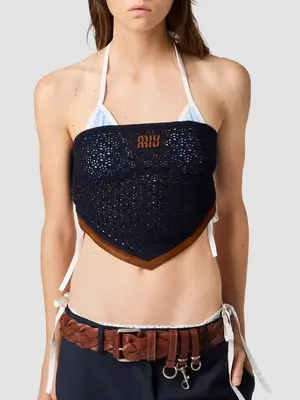 Miu Miu Cotton And Suede Bandana Top