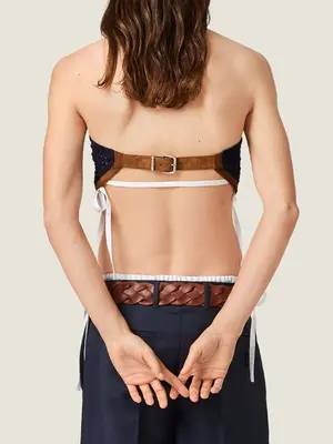 Miu Miu Cotton And Suede Bandana Top