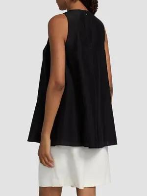 Loulou De Saison Liao Cotton-silk Pleated Neckline Blouse - Black