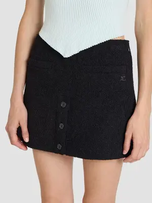 COURREGES Buttoned Tweed Logo A-line Miniskirt