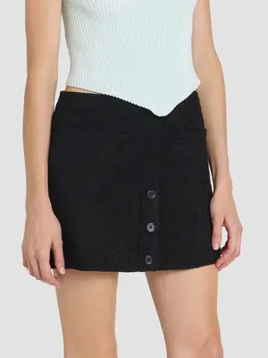 COURREGES Buttoned Tweed Logo A-line Miniskirt