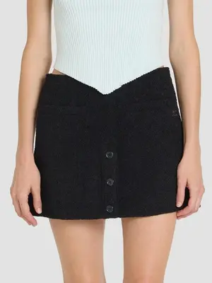 COURREGES Buttoned Tweed Logo A-line Miniskirt