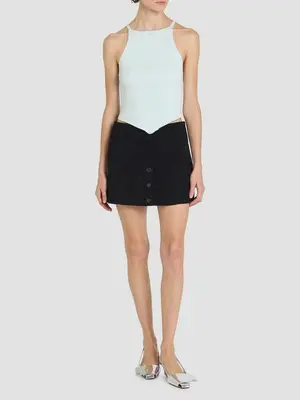 COURREGES Buttoned Tweed Logo A-line Miniskirt