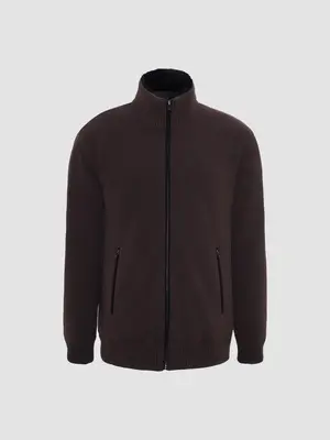 Gorski Knit Jacket With Detachable Select Shearling Lamb Collar - Brown