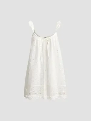 Polo Ralph Lauren Cotton Eyelet Cami Sleep Dress - White Cloud