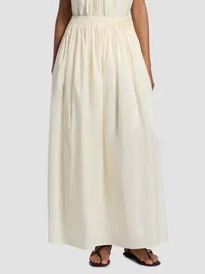 Loulou De Saison Naya Gathered Cotton-silk Maxi Skirt