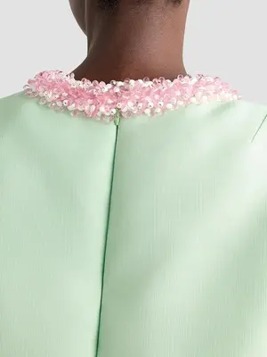 Prada Embroidered Slubbed Gazar Dress