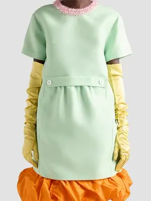 Prada Embroidered Slubbed Gazar Dress