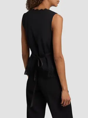 3.1 Phillip Lim Satin Lace Tie Waist Top