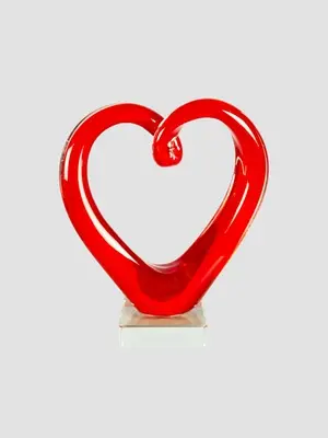 DALE TIFFANY Ruby Heart Glass Sculpture - Red