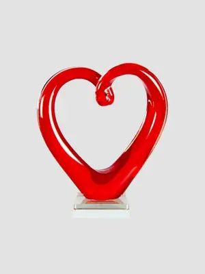 DALE TIFFANY Ruby Heart Glass Sculpture - Red