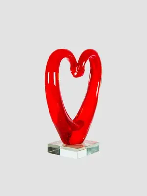 DALE TIFFANY Ruby Heart Glass Sculpture - Red