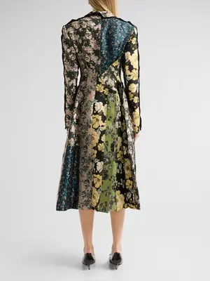 JASON WU Mixed Floral Jacquard Paneled Coatdress