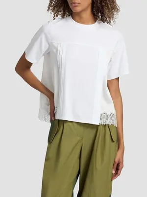 3.1 Phillip Lim Satin & Lace Mixed-media T-shirt