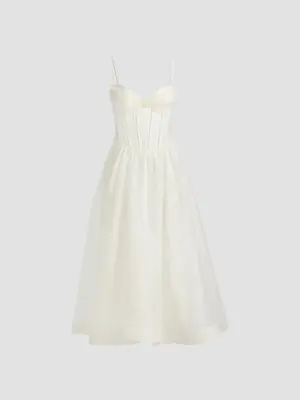Zimmermann Luna Linen-silk Corset A-line Midi-dress