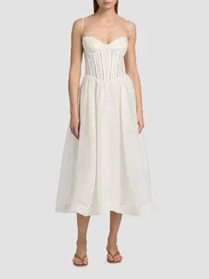 Zimmermann Luna Linen-silk Corset A-line Midi-dress