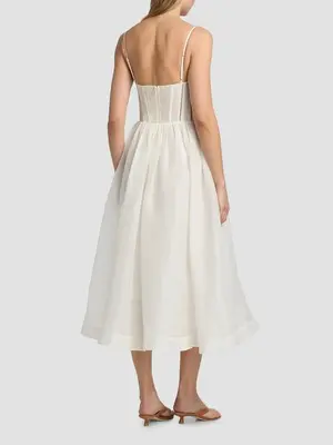 Zimmermann Luna Linen-silk Corset A-line Midi-dress
