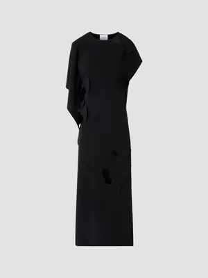 Akris Lasercut Crêpe Appliqué Midi Dress - Black