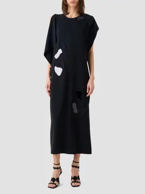Akris Lasercut Crêpe Appliqué Midi Dress