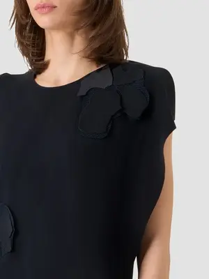 Akris Lasercut Crêpe Appliqué Midi Dress
