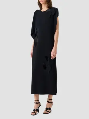Akris Lasercut Crêpe Appliqué Midi Dress
