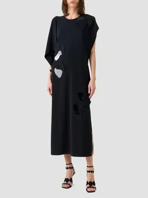 Akris Lasercut Crêpe Appliqué Midi Dress